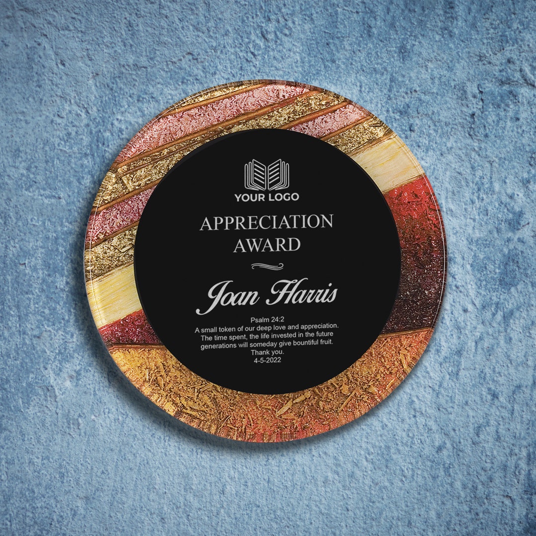 Personalized Round Shades of Rock Acrylic Award, Employee Award, Award ...