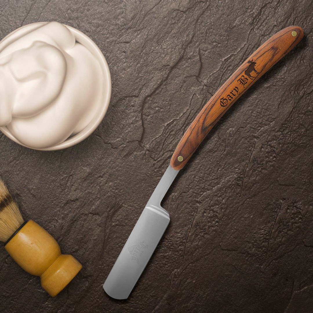 Personalized Elk Groomsmen 9.5" Straight Edge Razor With Wood Handle - Etsy