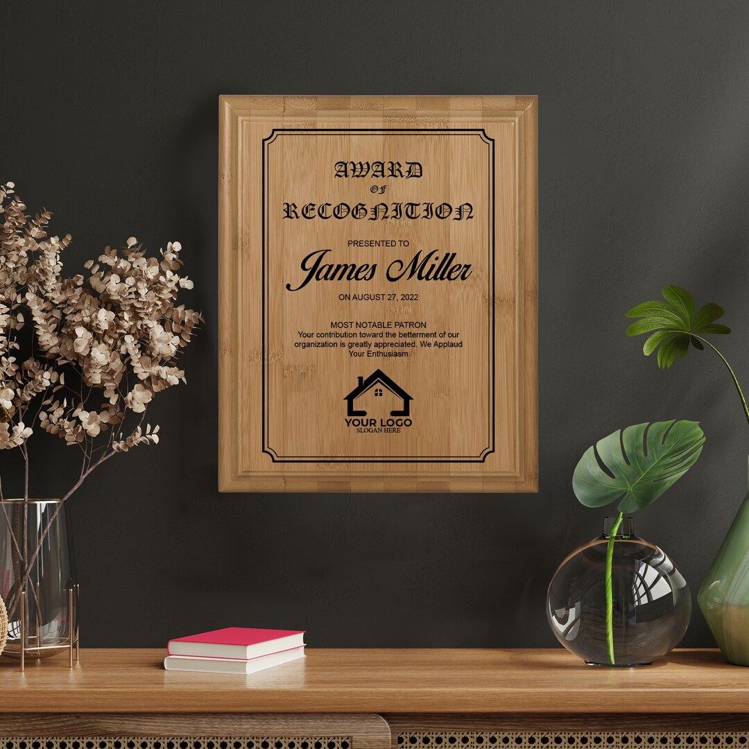 Personalized Bamboo Award Plaque: Custom Laser Engraved Wood - Etsy