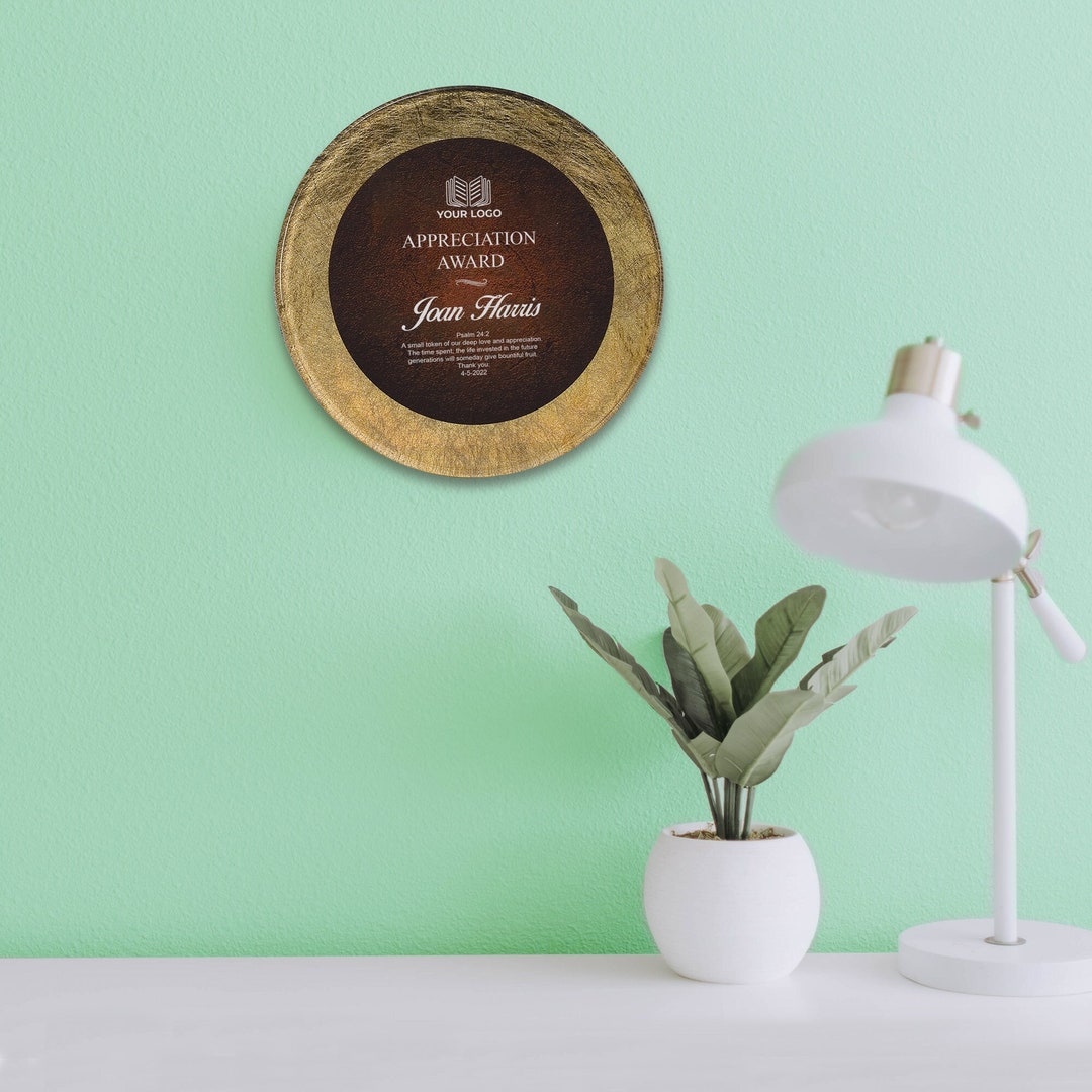 Personalized Round Acrylic Award Plaque: Gold & Burgundy, Custom ...
