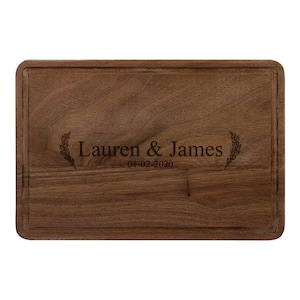 Custom Laurel Couple Walnut Cutting Board With Drip Ring, Engraved ...