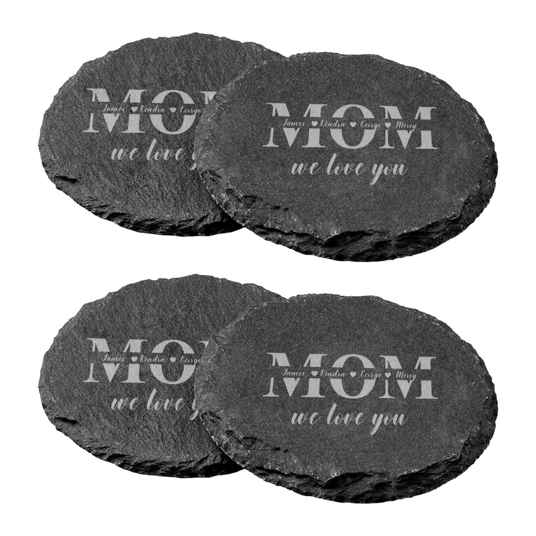 Personalized Mom Design Round Slate Coaster Set of 4, Wedding Gifts ...