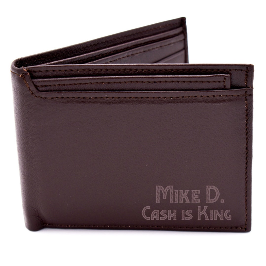 Personalized Brown Leather Wallet - Laser Engraved Mens Gift - Etsy