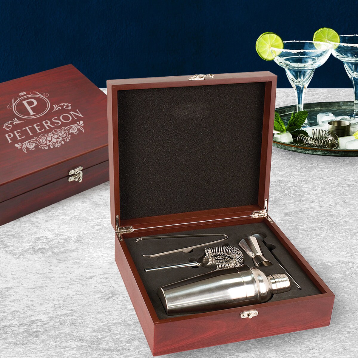 Drink & Barware Kitchen & Dining Personalized Hermes Rosewood Finish ...