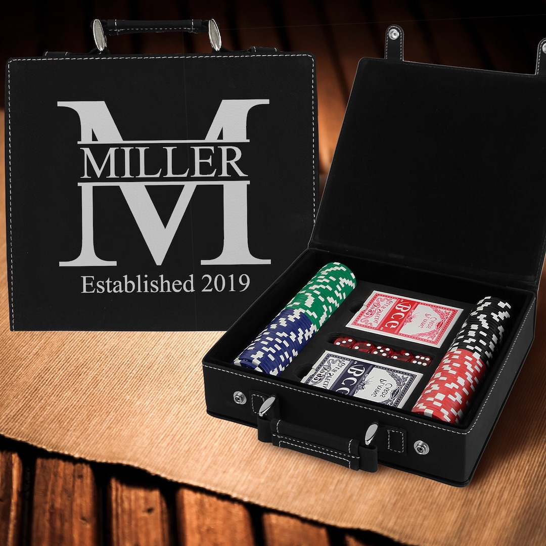 Personalized Monogram Poker Chip Set - Custom Gifts for Poker Players ...