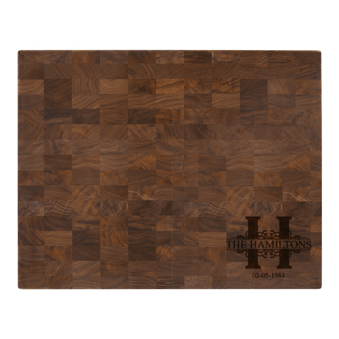 Custom Engraved Walnut Butcher Block Cutting Board: Royal Monogram Gift ...