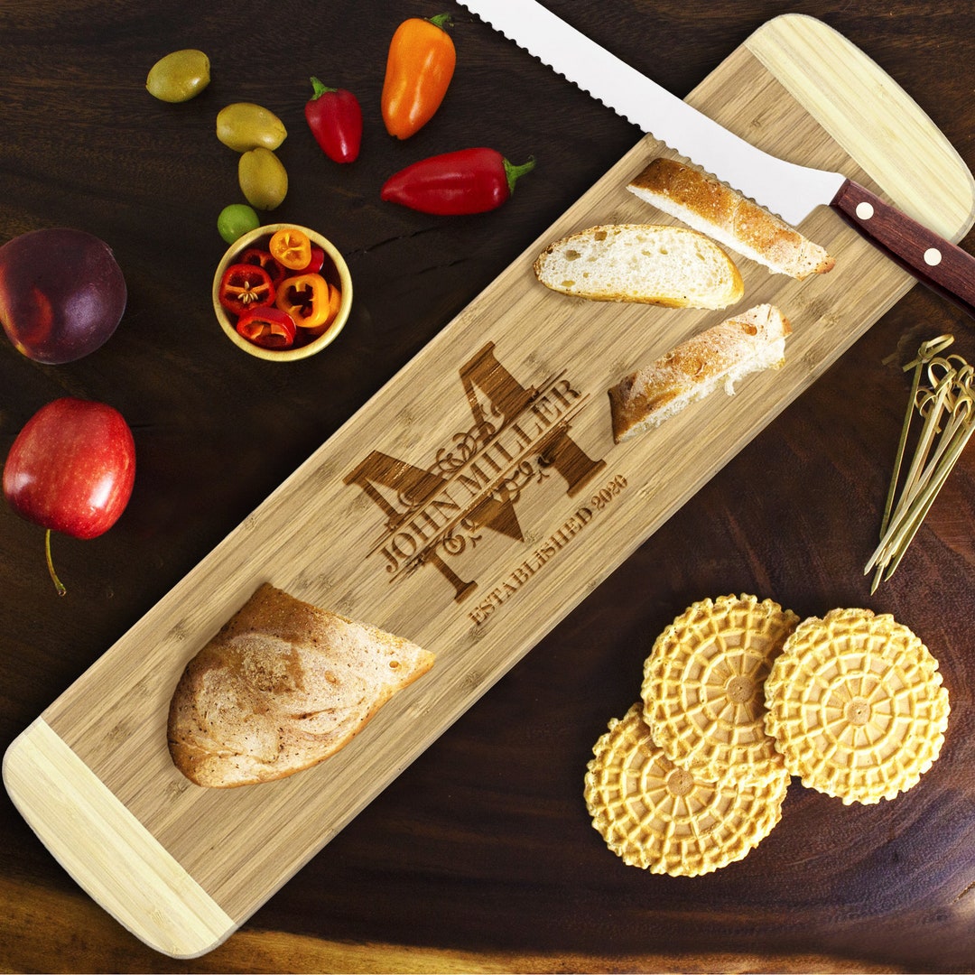 Personalized Royal Monogram 23" Bamboo Breadboard, Wedding Couple ...