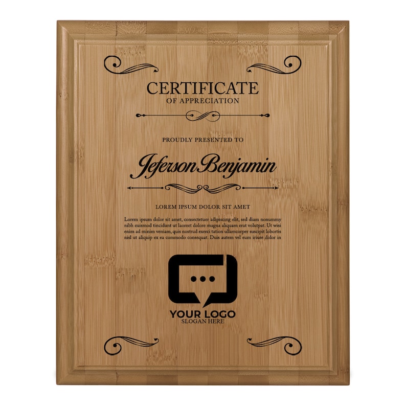 Personalized Bamboo Award Plaque: Custom Laser Engraved Wood - Etsy