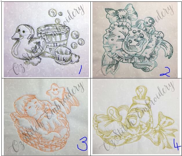 Baby Things Redwork Designs. Set 1 4 Machine Embroidery Pattern ...