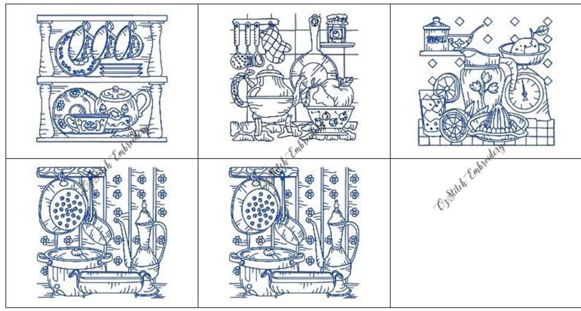 INSTANT DOWNLOAD Vintage Kitchen Redwork Embroidery Designs 1-10 - Etsy