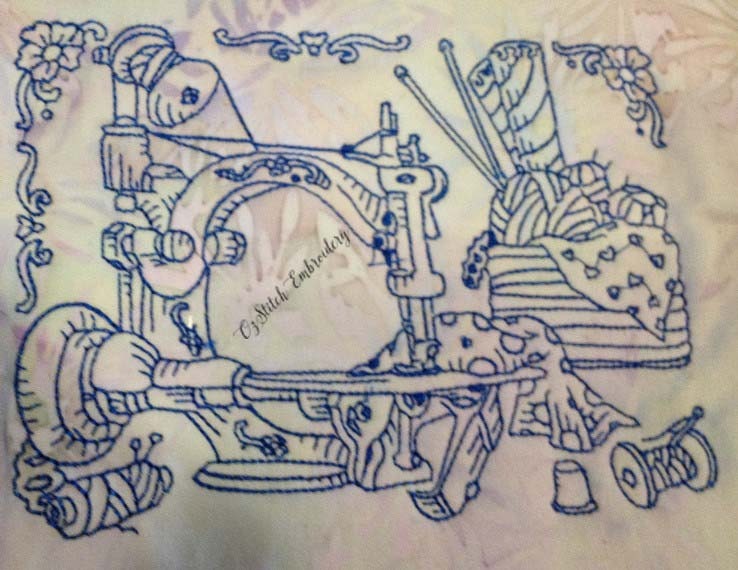 Antique Sewing Machine Set 1-4 Redwork Embroidery Designs. INSTANT ...