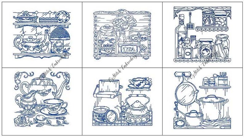 INSTANT DOWNLOAD Vintage Kitchen Redwork Embroidery Designs 1-10 - Etsy