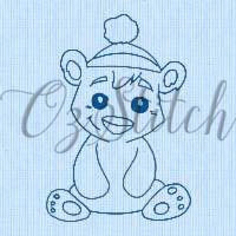 Redwork Baby Animal panel 10 Sweet Bear Quilt Machine Embroidery ...