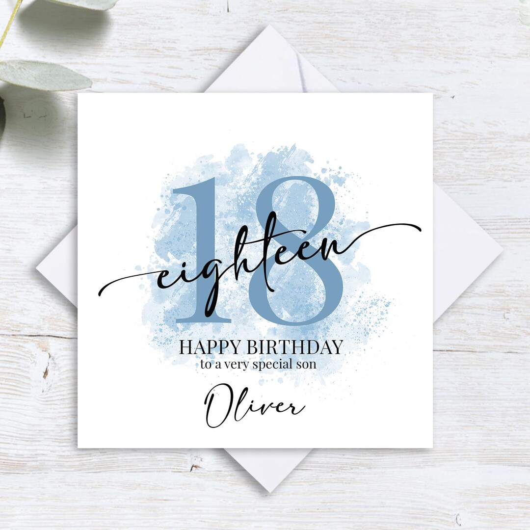 Personalised Blue Age Birthday Card Name on Card Any Age Classic Teen ...