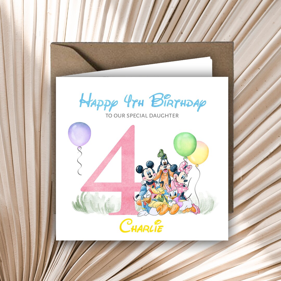 Tarjeta de cumpleaños personalizada impresa 1ª 2ª 3ª Mickey Mouse y ...