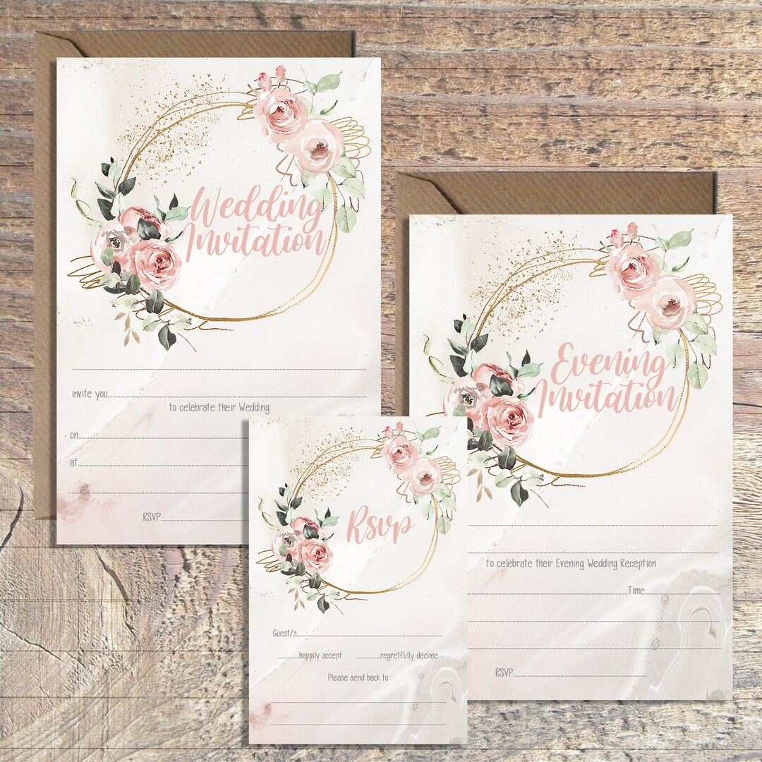 Printed Blank Wedding Invitations Evening Invitations, Rose Gold Print ...