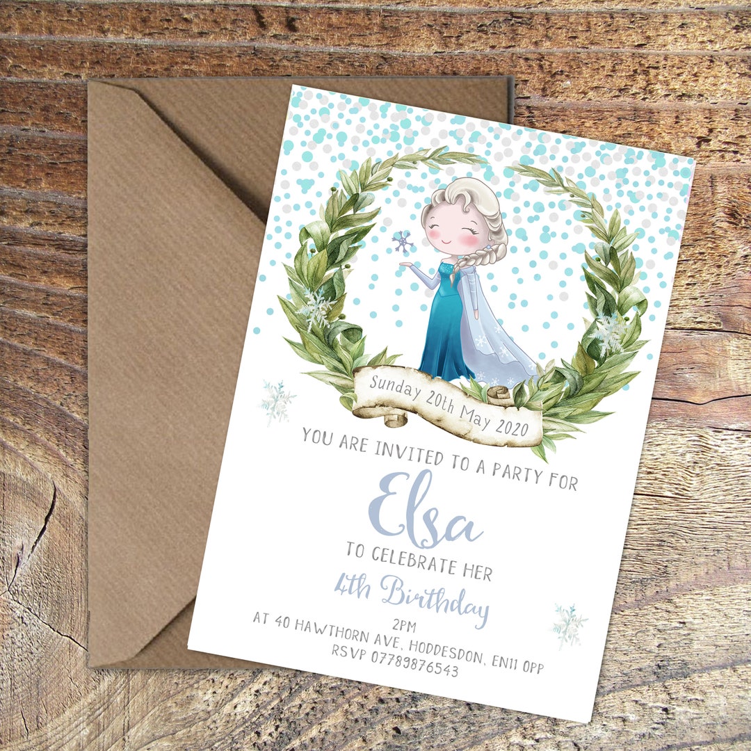 Printed Princess Elsa Birthday Invitations, Any Age Invites ...