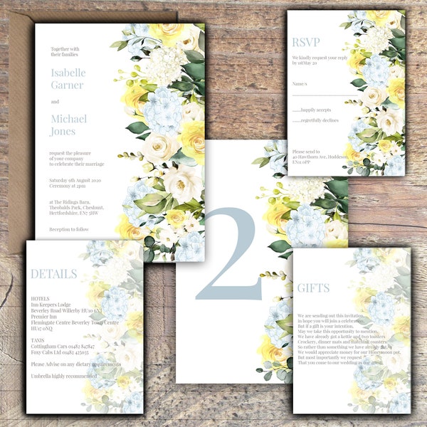 Pale Yellow Wedding Invitation - Etsy
