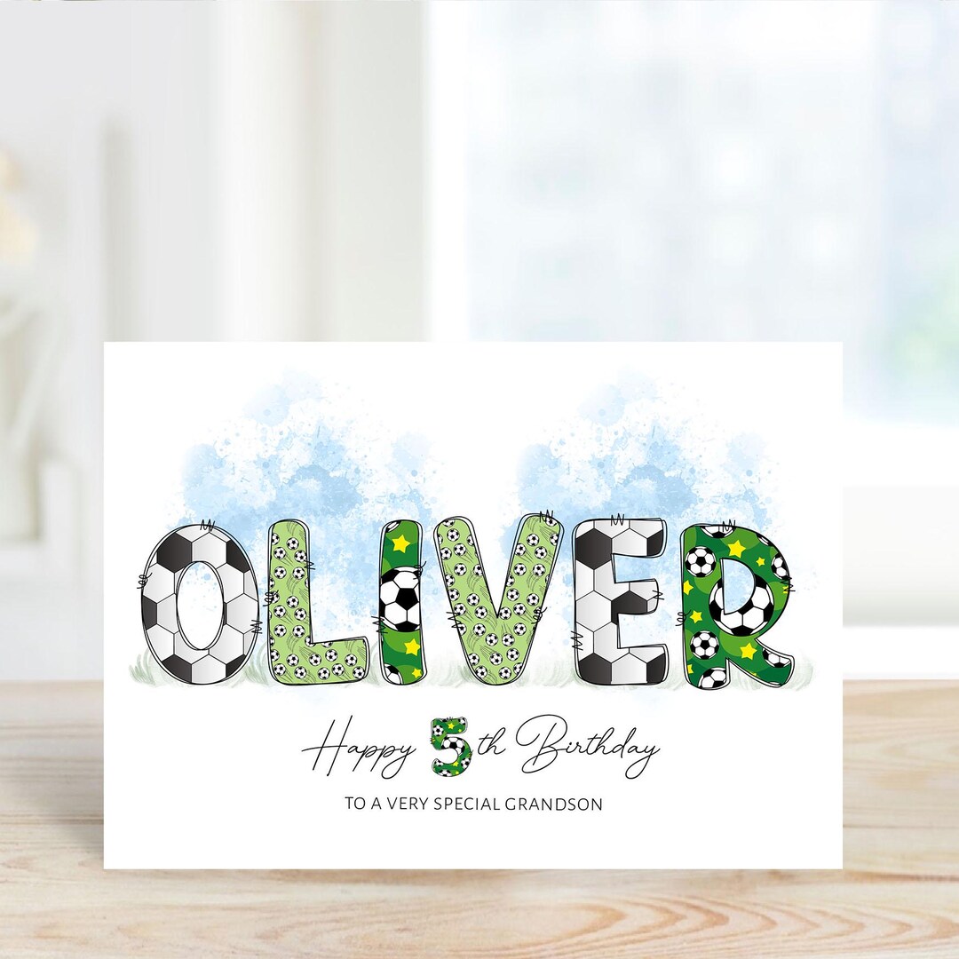 Personalised Printed Football Soccer Goal Birthday Card, Any Age NAME ...