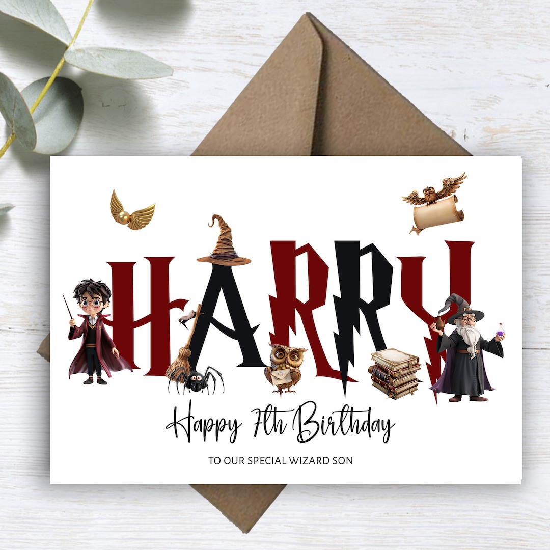 Personalised Printed ANY AGE Birthday Card Wizard Son Daughter Niece ...