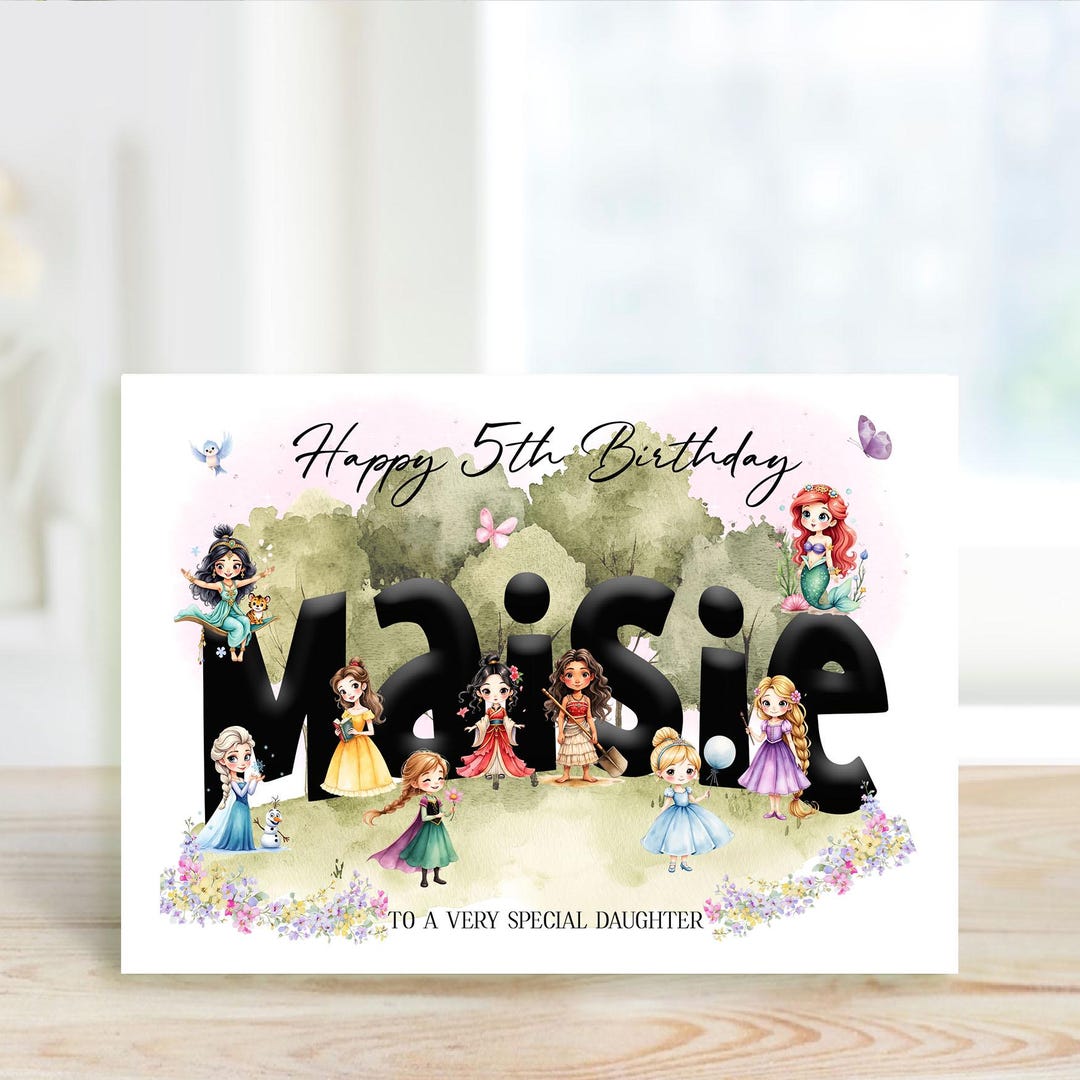 Personalised Princesses Birthday Card - Name on Card - Any Age - Etsy