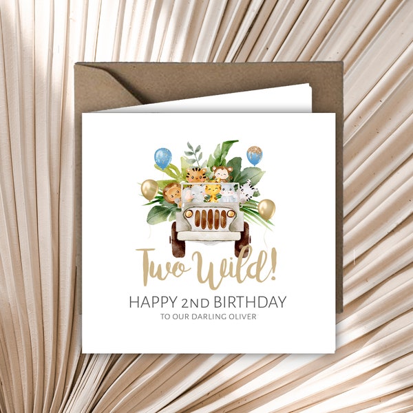 Two Wild Birthday Card - Etsy