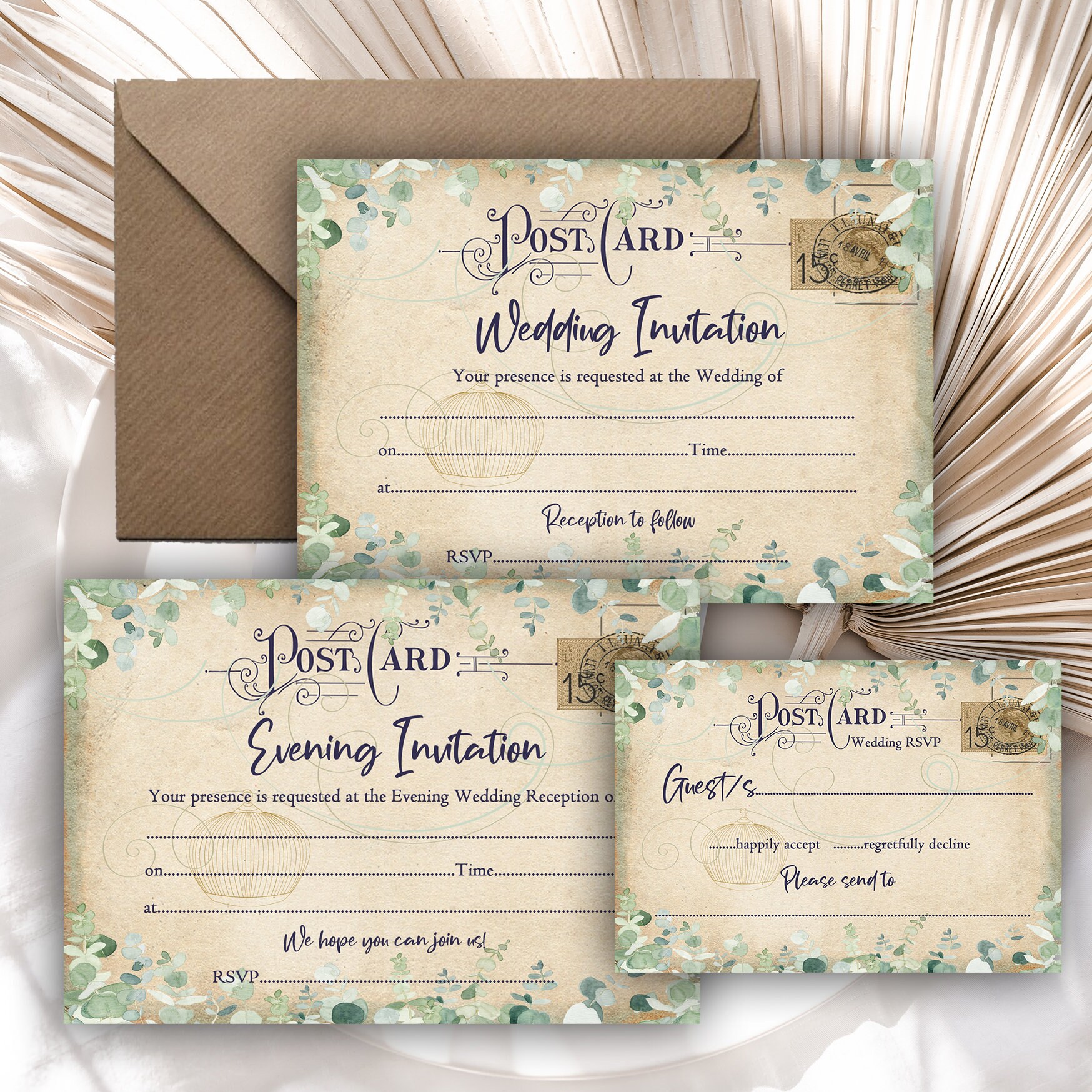 Vintage Wedding Invitations Postcard