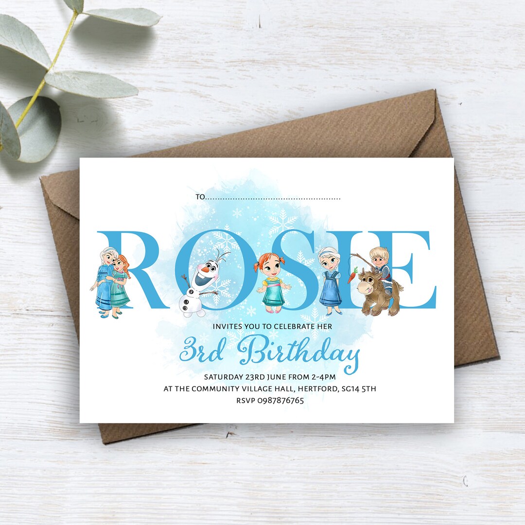 Printed Princess Elsa and Anna Birthday Invitations,kids Children Boy ...