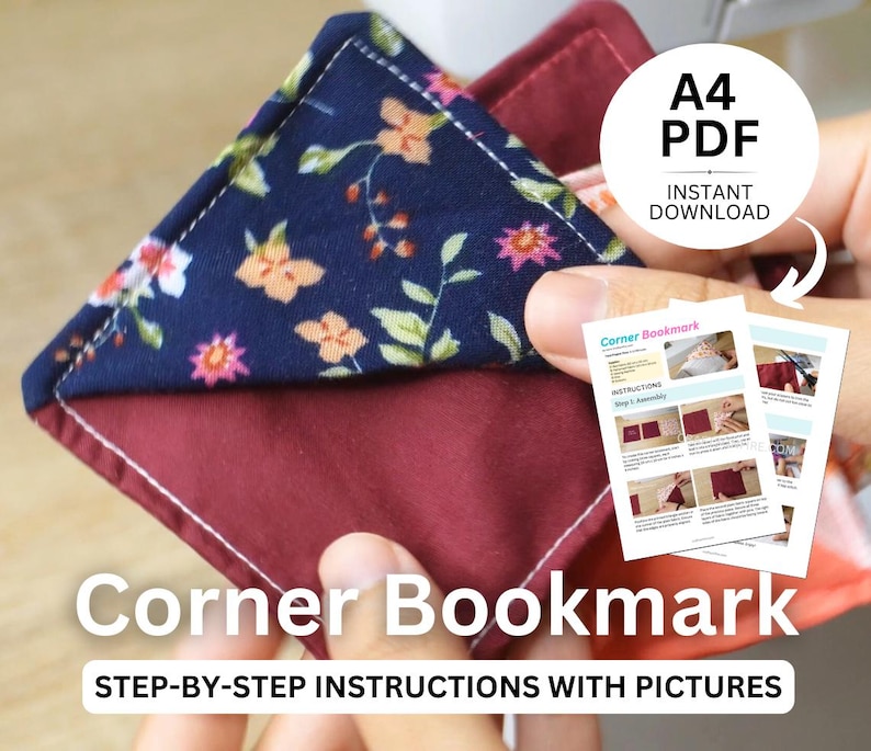 Corner Bookmark PDF Tutorial - Sewing Guide Step-by-step Printable (easiest Tutorial Ever!) - Etsy