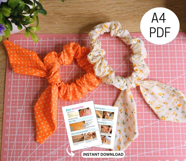 Bow Scrunchie Sewing Tutorial: Step-by-step Guide (PDF) - Etsy