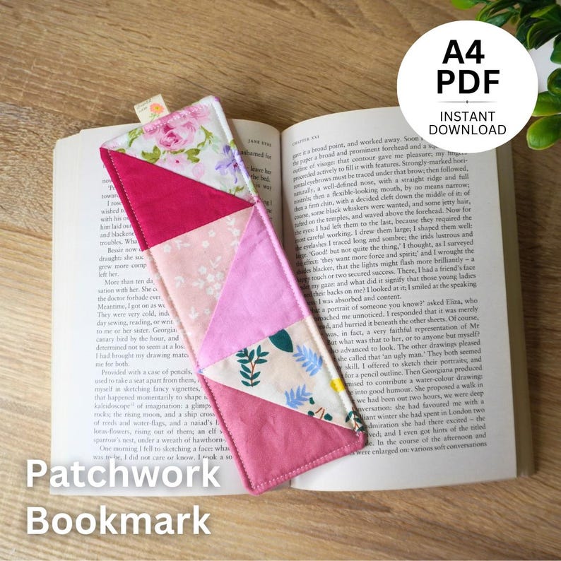 Patchwork FABRIC BOOKMARK PDF Sewing Pattern (printable A4 Guide ...