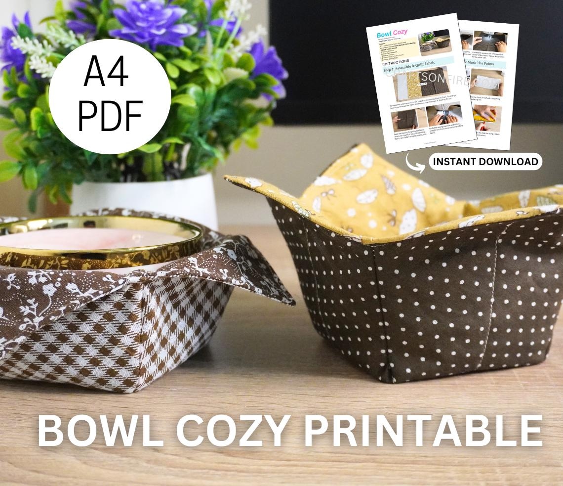 Bowl Cozy PDF Sewing Tutorial (printable Step-by-step Guide With Clear ...
