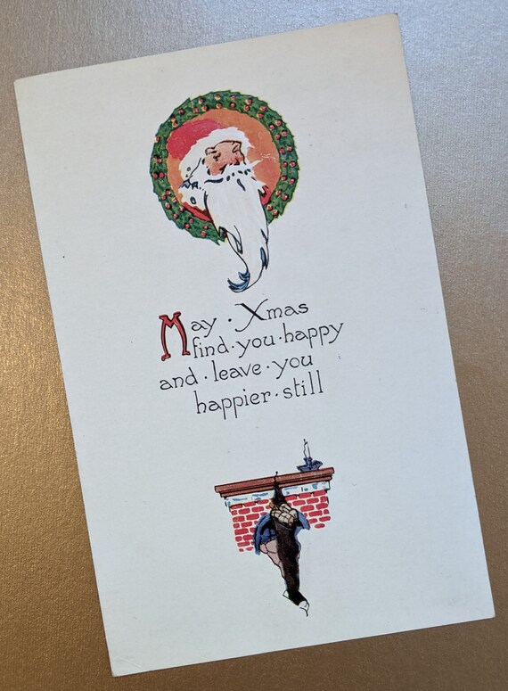 Santa Merry Christmas Christmas Vintage Postcard 1875 - Etsy