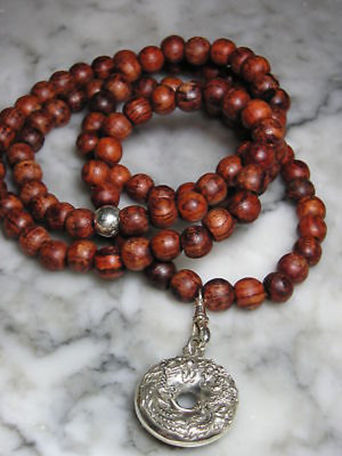 Necklace Chain Monk Shamballa Buddha Asia Teak Wood Phoenix Mala God ...