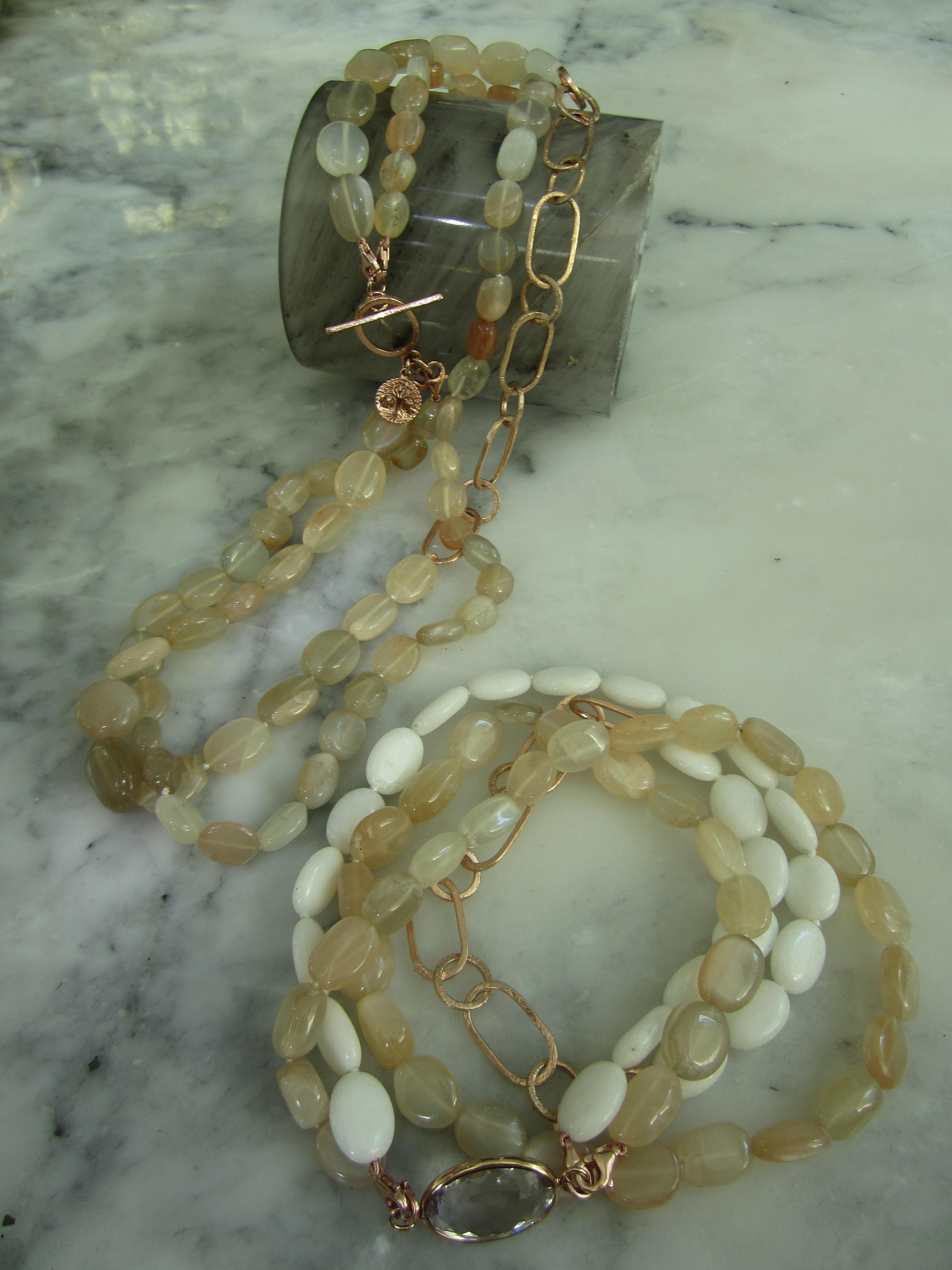 TOM K Collier Chunky Chain Gems Moonstones - Etsy UK