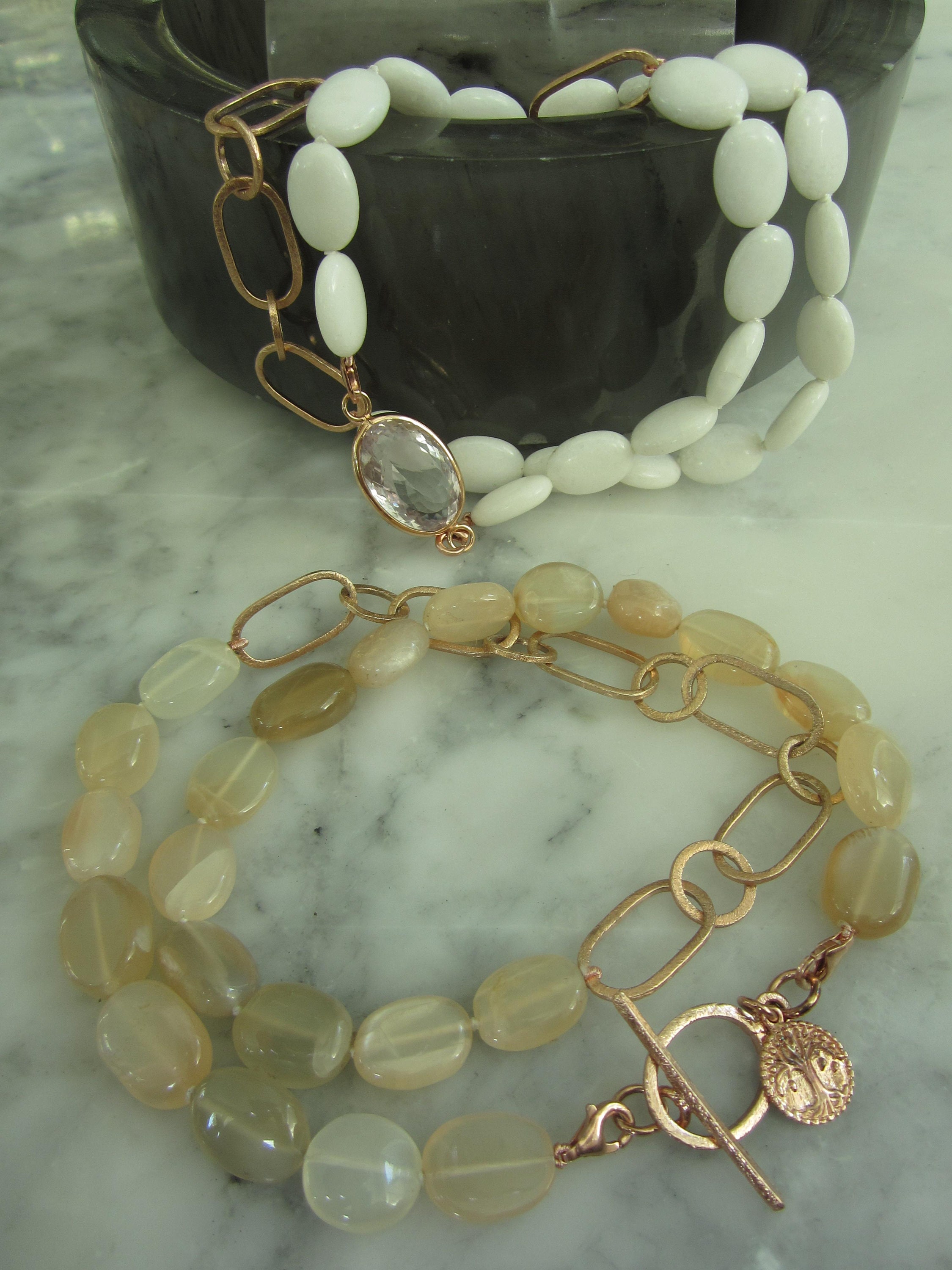 TOM K Collier Chunky Chain Gems Moonstones - Etsy UK