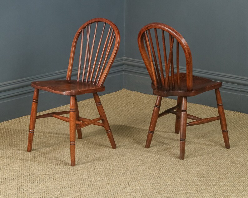 Antique Set of 12 Twelve Victorian Ash & Elm Windsor Stick and Hoop ...
