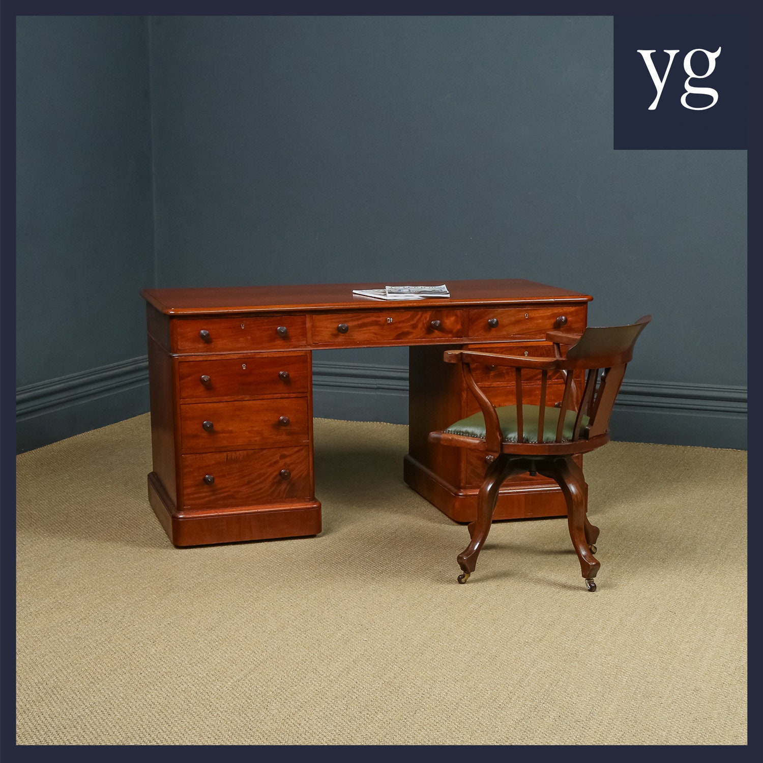 Antique pedestal desk store