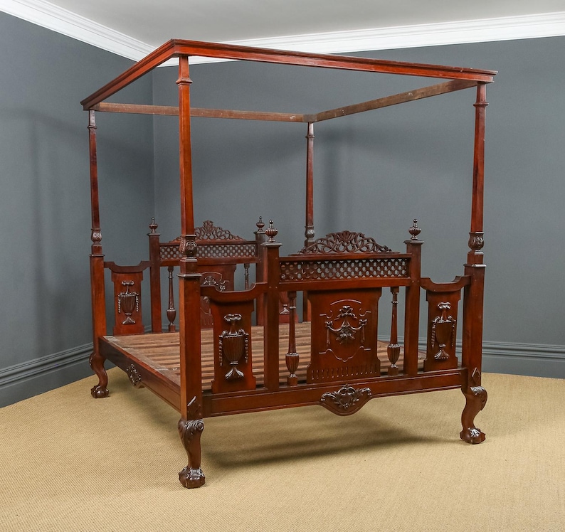 Antique Victorian Anglo-indian Colonial Raj Bombay 6ft Super King Teak ...