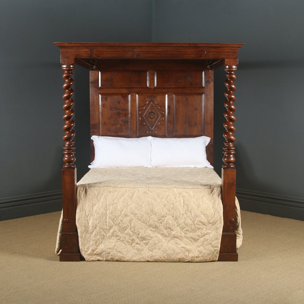 English 18th Century Style 5ft King Size Oak Four Poster Bed by Bylaws circa 1985 Etsy