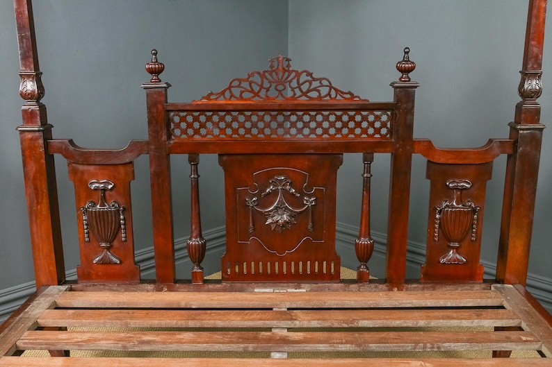 Antique Victorian Anglo-indian Colonial Raj Bombay 6ft Super King Teak ...