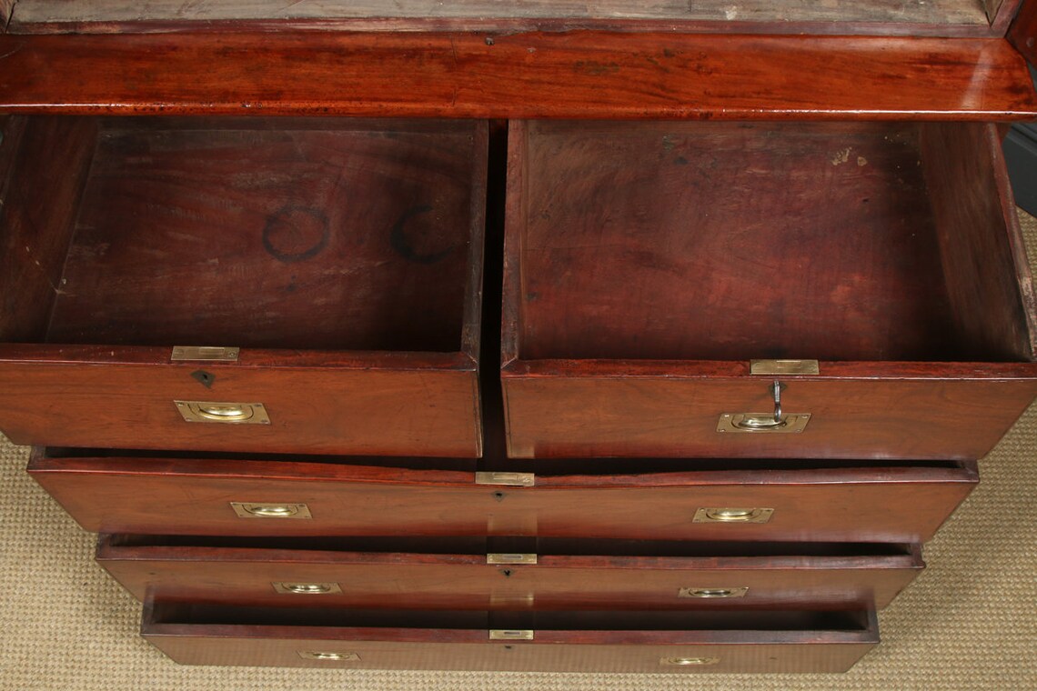 Antique Anglo-indian Victorian Teak Campaign Linen Press Chest - Etsy UK
