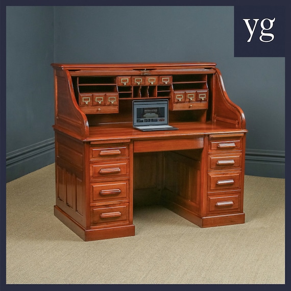 Oak roll top computer desk store