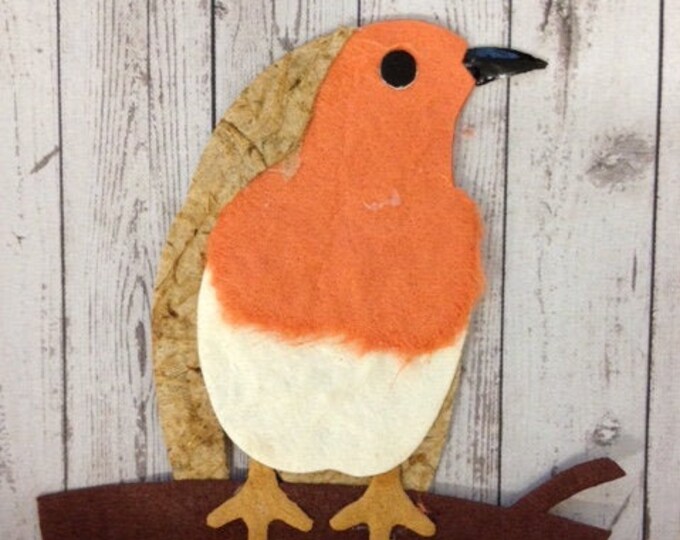 4 Die-cut Mulberry Paper Red Breast Robin Embellishments ~ Christmas ...