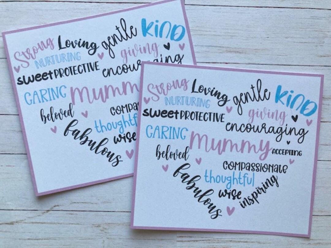 6 Mummy Heart Card Toppers Mothers Day Card Making Sentiments DIY Craft ...
