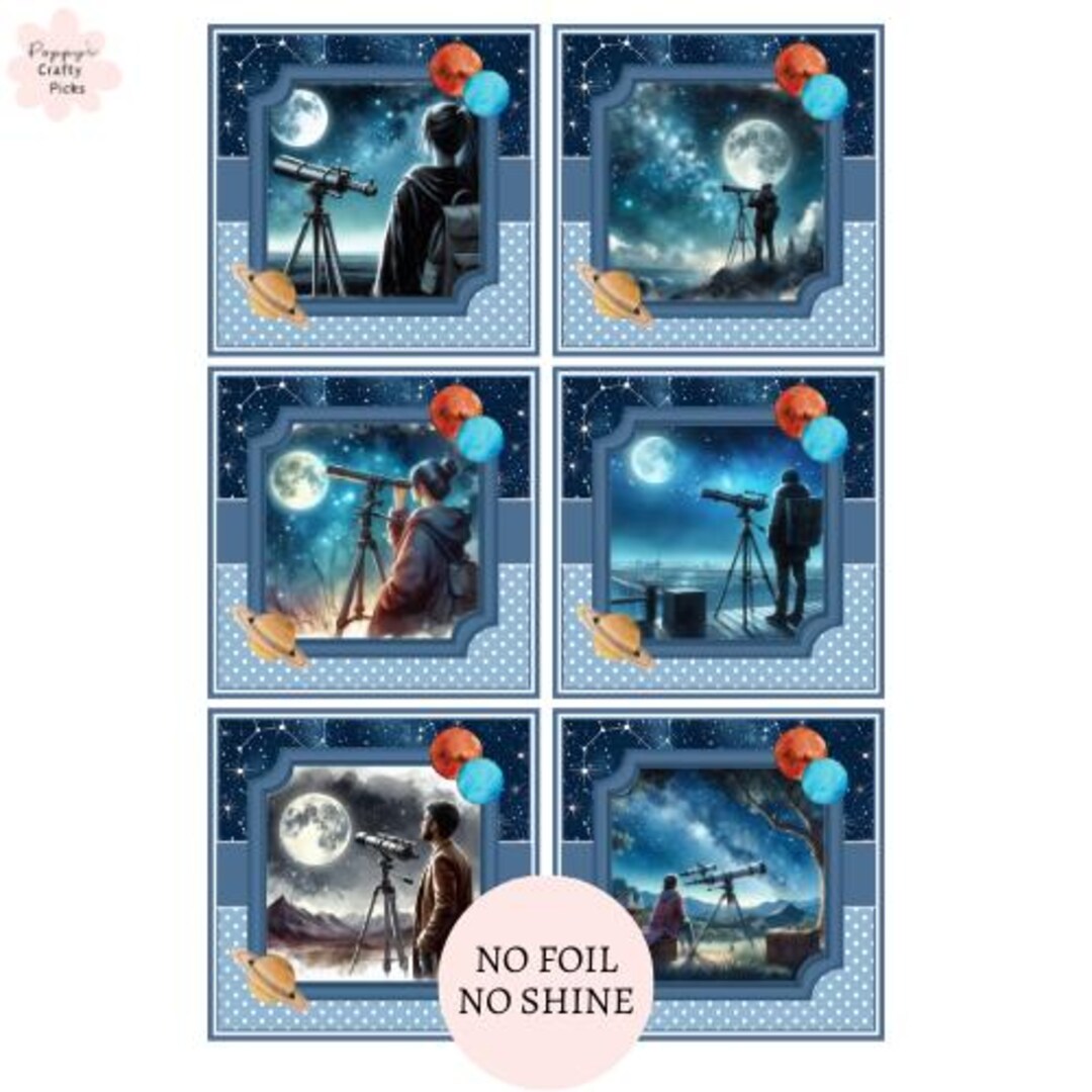 6 Star Gazing Astronomy Card Toppers, Card Making, Cardmaking for Star ...