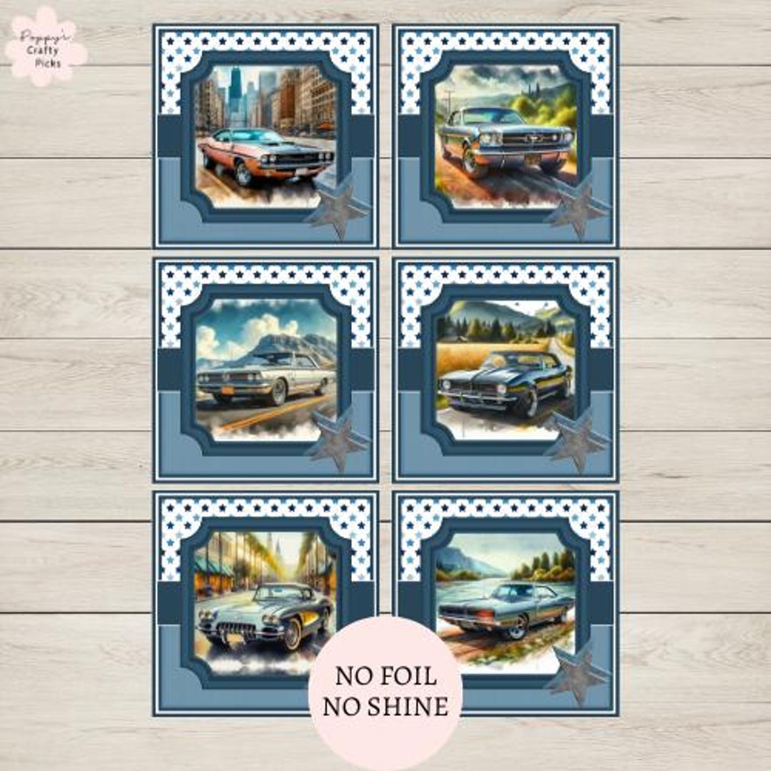 6 Muscle Car Card Toppers, Card Making, Cardmaking for Him, Make Your ...