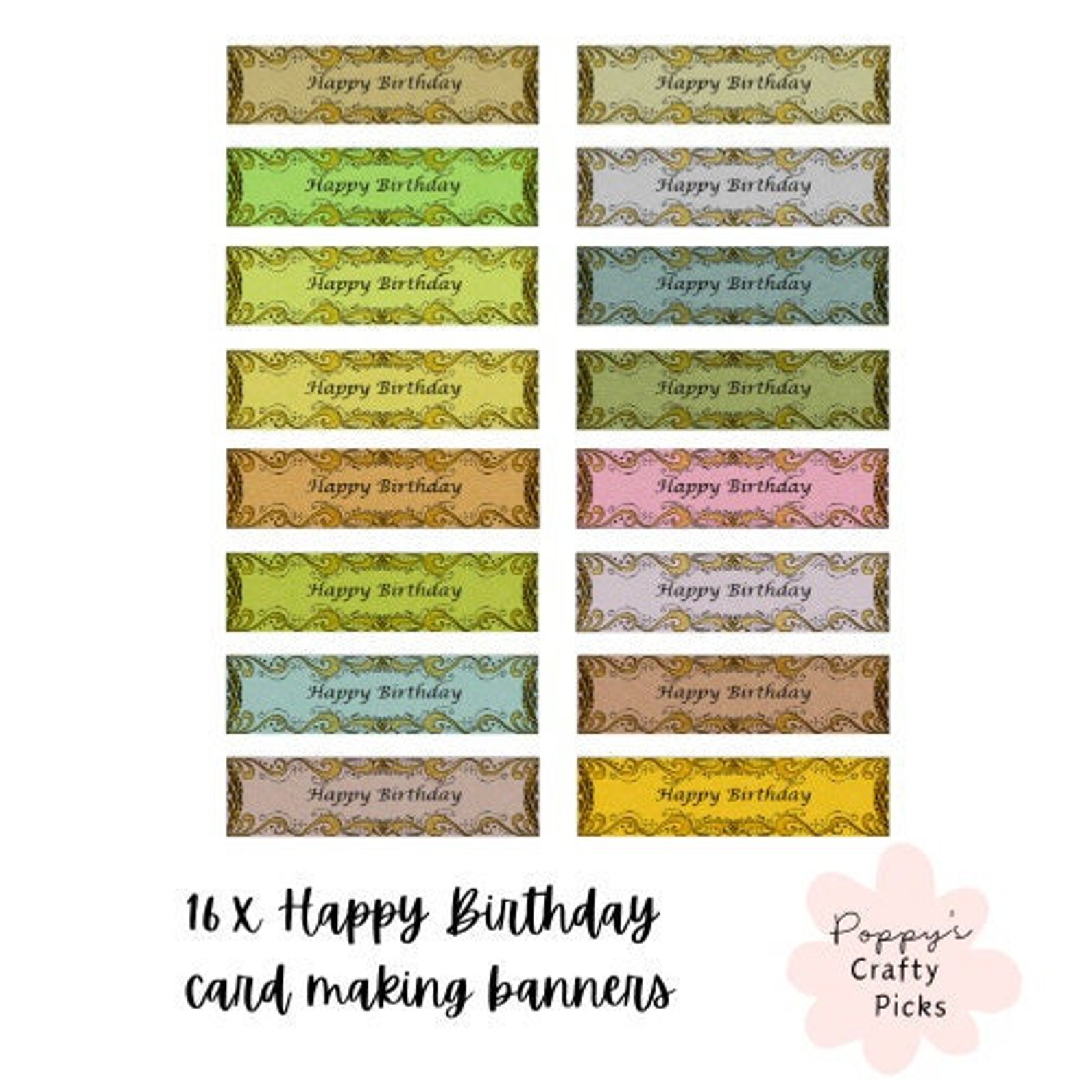16 Happy Birthday Sentiments, Greetings Banners, Card Making, Craft ...