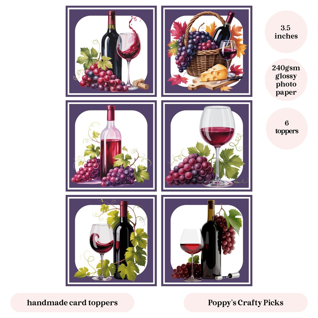 Red Wine Card Toppers for Masculine Birthday Card Making, Scrapbooking ...