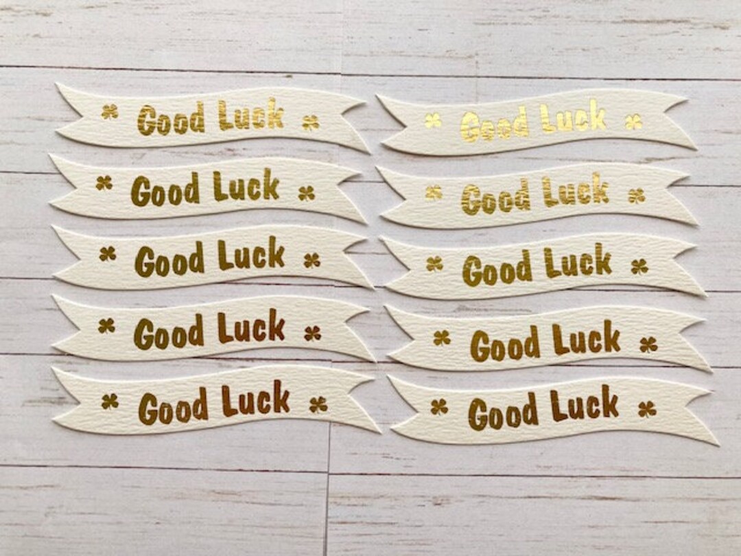 Gold Foiled Good Luck Banners: Card Making Scrapbooking Embellishments ...